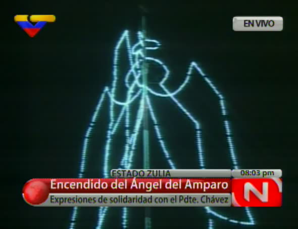 Encienden el Ángel de Amparo en el Zulia para apoyar a presidente Chávez