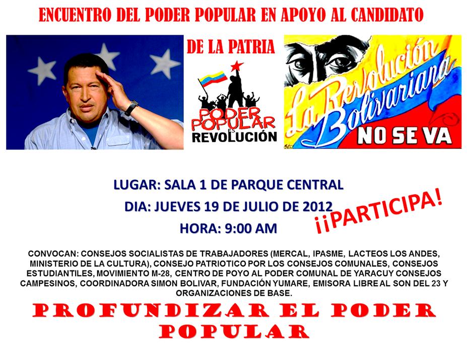 Jueves 19, 9:00 am, Sala 1 de Pque. Central: Encuentro del Poder ...
