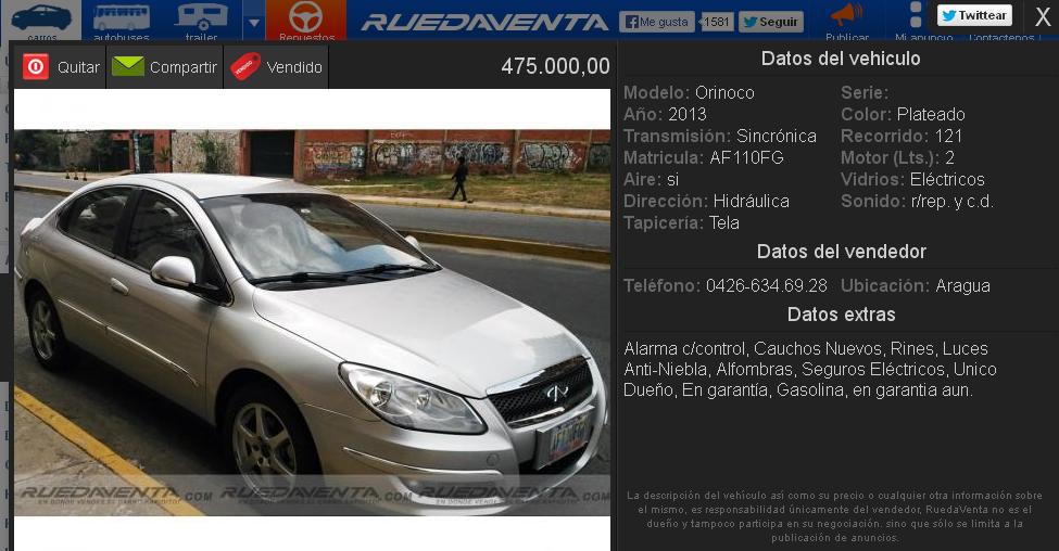 Denuncia: Especulan precios de vehículos Arauca, Chery y Orinoco