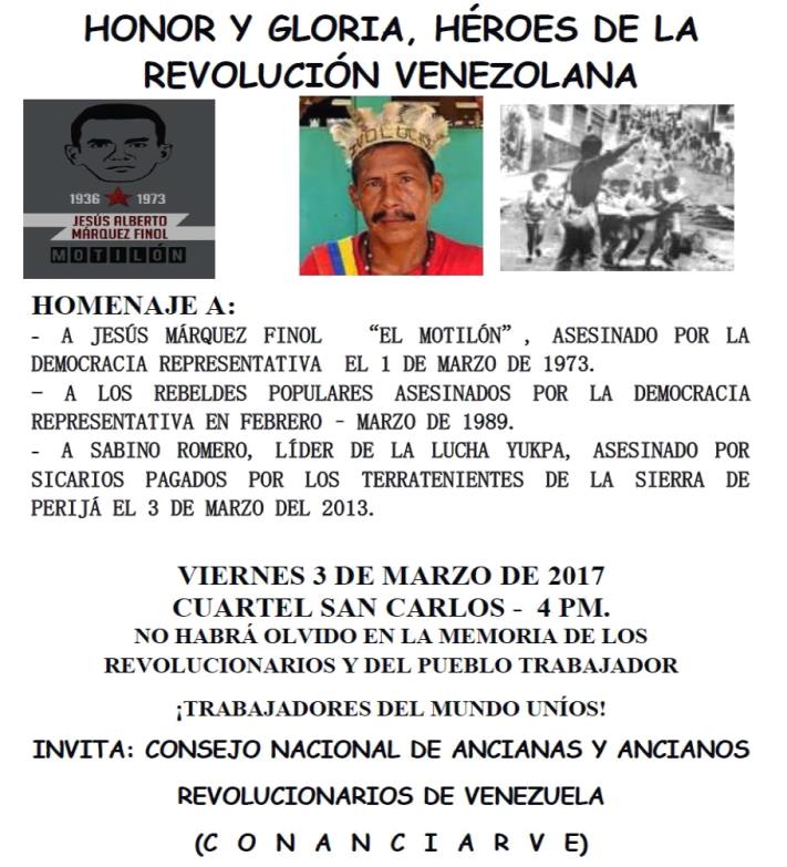 Homenaje a Jesús Márquez Finol, "El Motilón", los caídos en Febrero ...