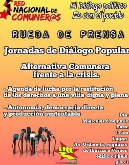 Red Nacional de Comuneros convoca rueda de prensa este miércoles