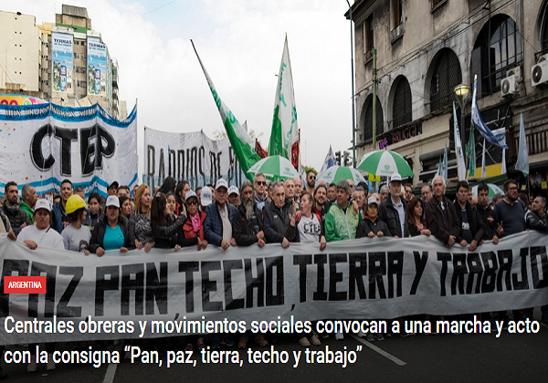 Argentina: Centrales obreras y organizaciones sociales se movilizan en reclamo de alimentos